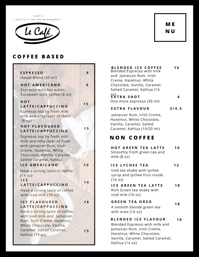 Le Café – Tourism Department